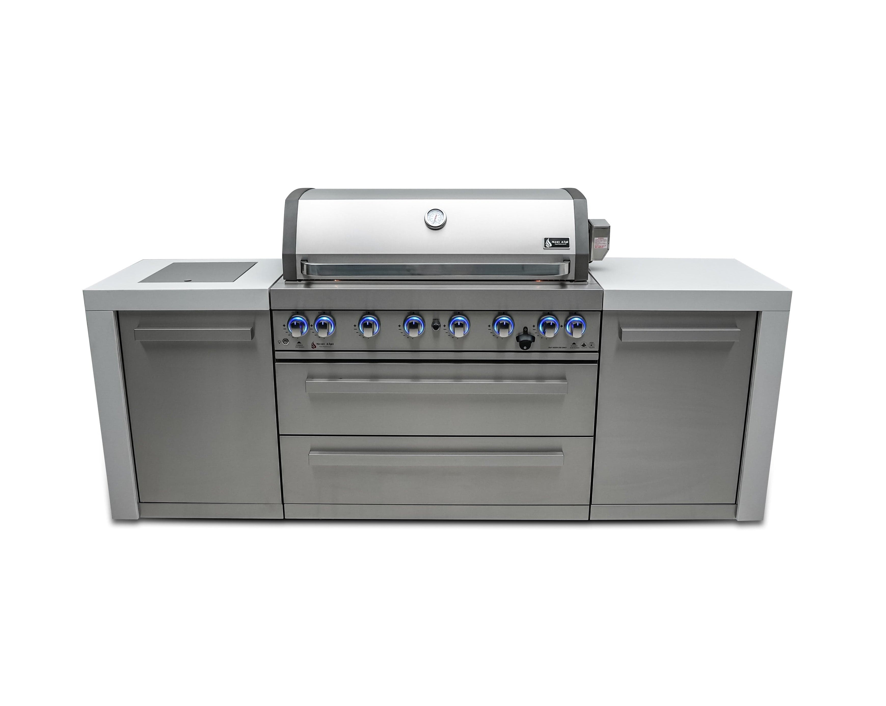 Mont Alpi 805 Deluxe Island / 6-Burner Grill, 2 Infrared Burners ...