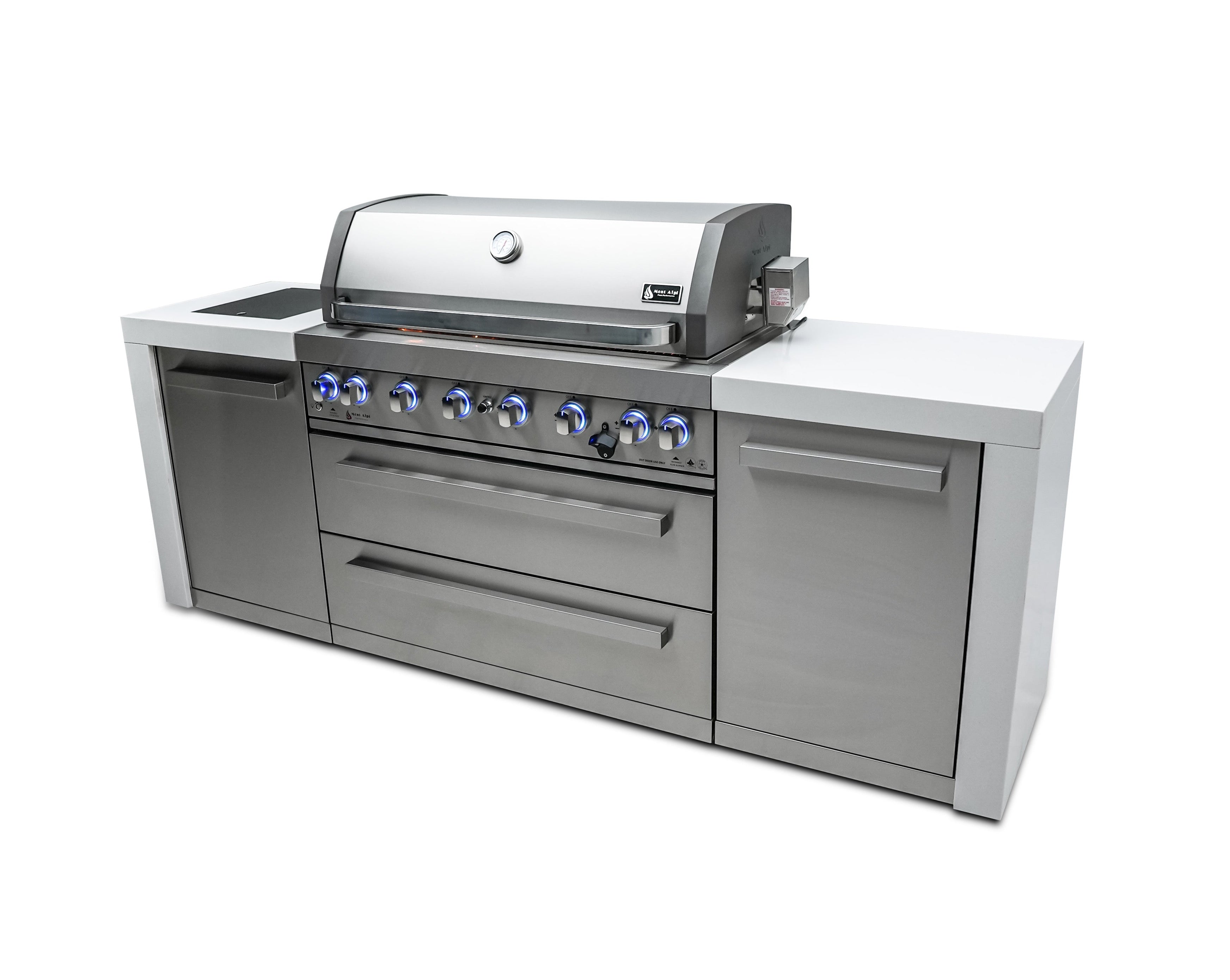 Mont Alpi 805 Deluxe Island / 6-Burner Grill, 2 Infrared Burners ...