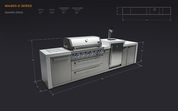 Mont Alpi 805 Deluxe Island with Kegerator / 6-Burner Grill, 2 Infrared ...