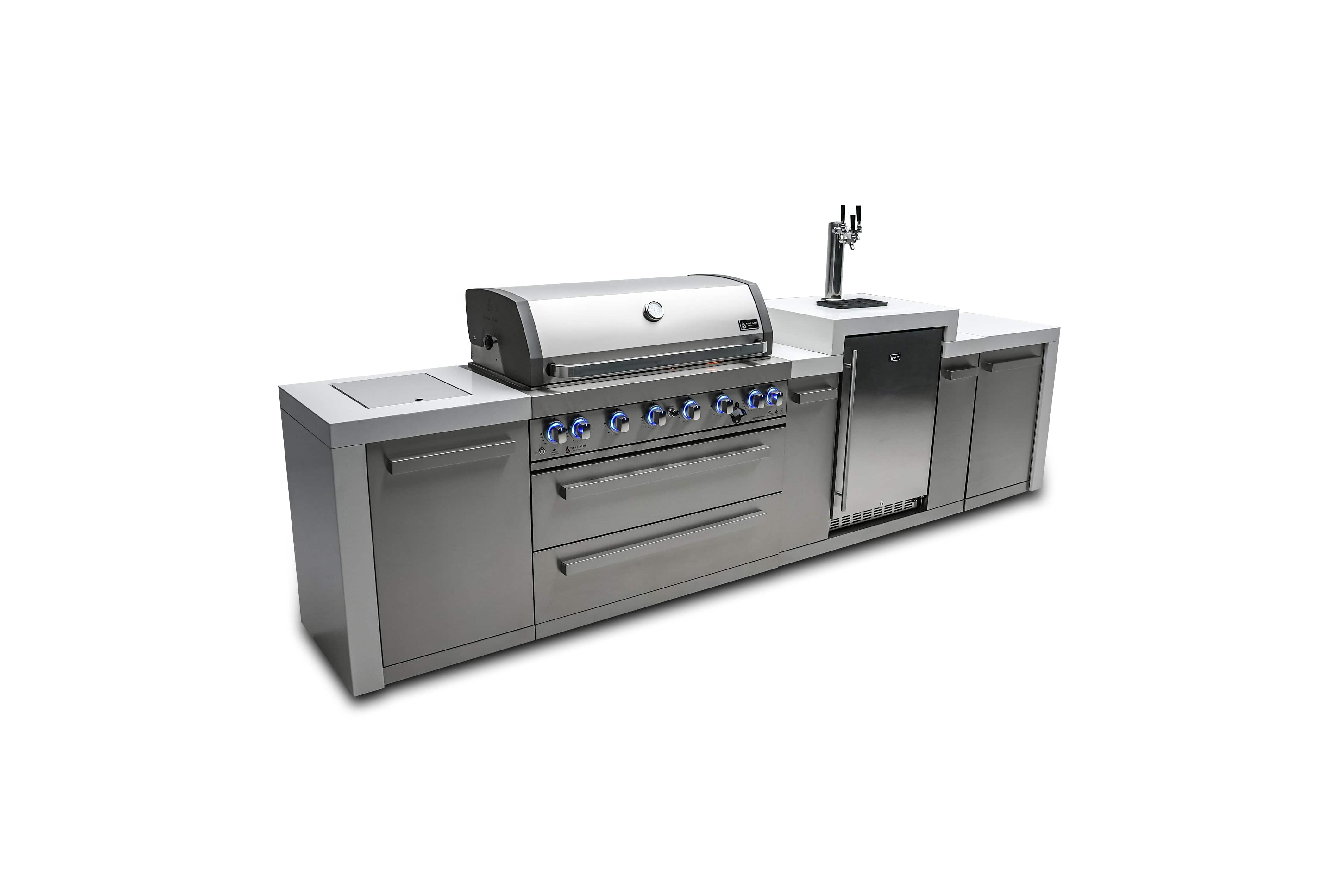 Mont Alpi 805 Deluxe Island with Kegerator / 6-Burner Grill, 2 Infrared ...